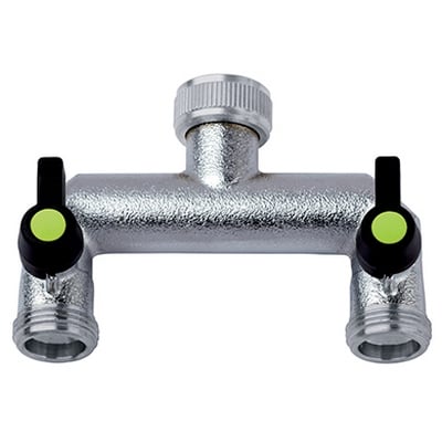 2 Way 90 Degree Brass Tap Splitter w 2 x 3/4 Inch Male Click - City ...